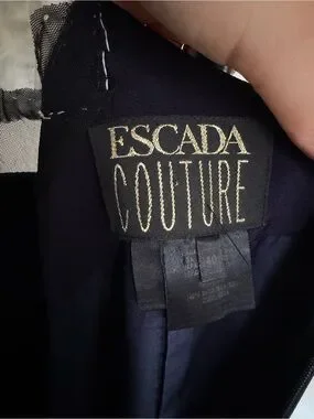Escada | Dresses | Escada Couture Beaded Navy Maxi Gown Dress ...
